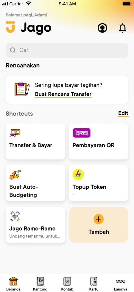 Bank Jago - Kantong Nabung & Bayar