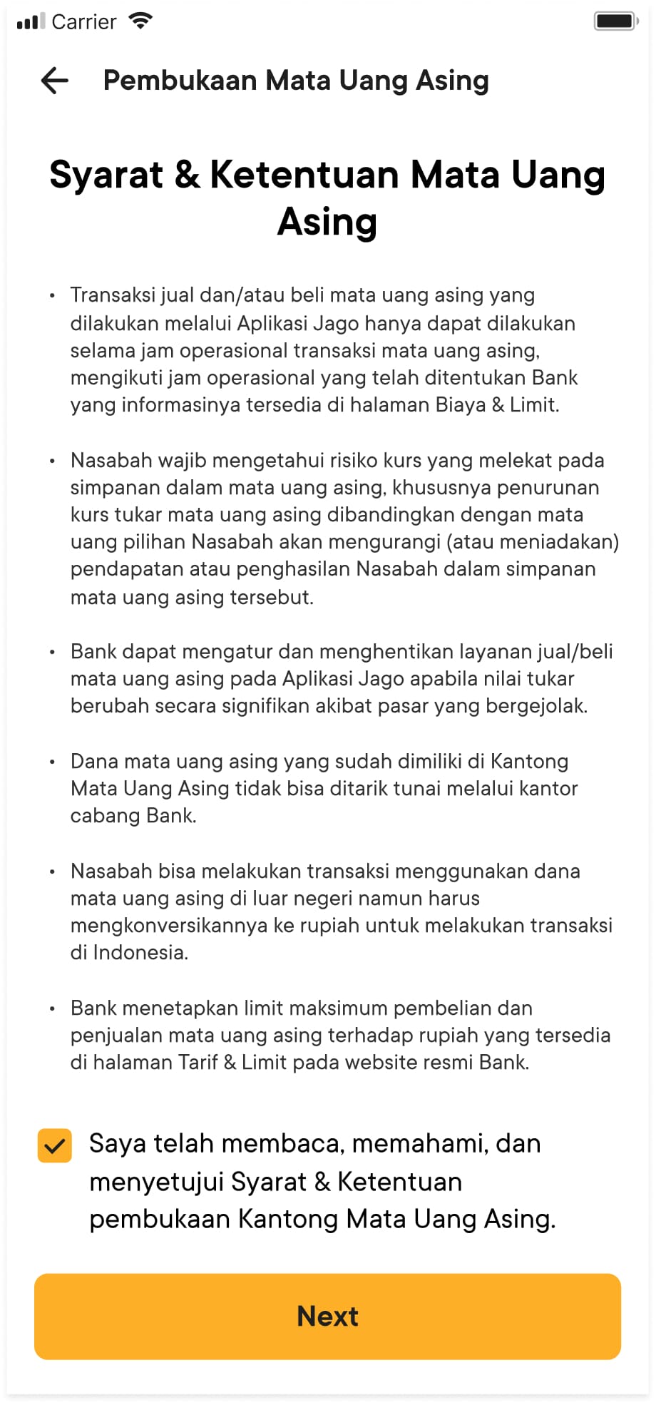 Bank Jago - Kantong Mata Uang Asing